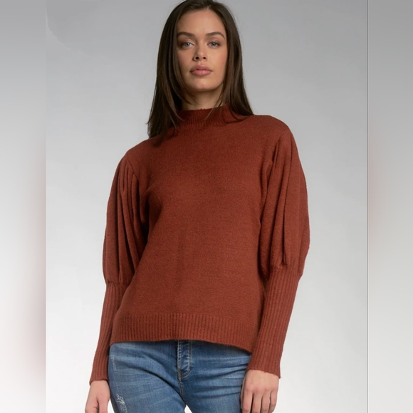 Elan | Sweaters | Elan Everly Puff Sleeve Sweater In Rust Size S | Poshmark